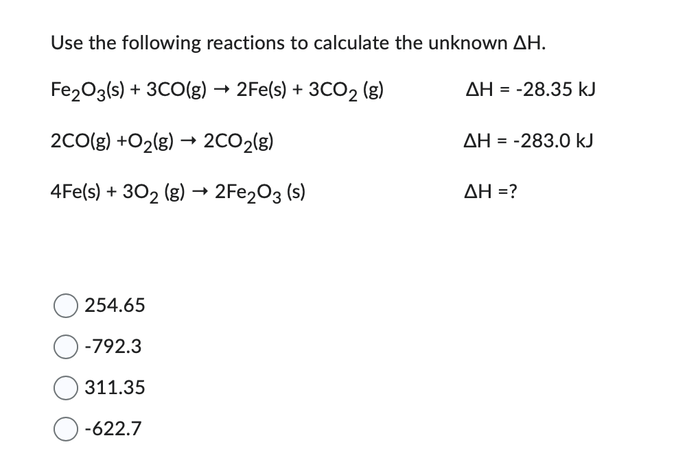 Solved Use the following reactions to calculate the unknown | Chegg.com