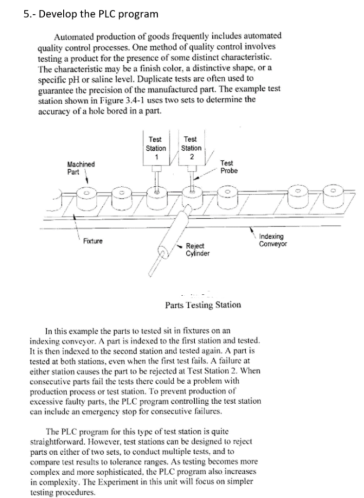 Solved 5.- Develop the PLC program Automated production of | Chegg.com