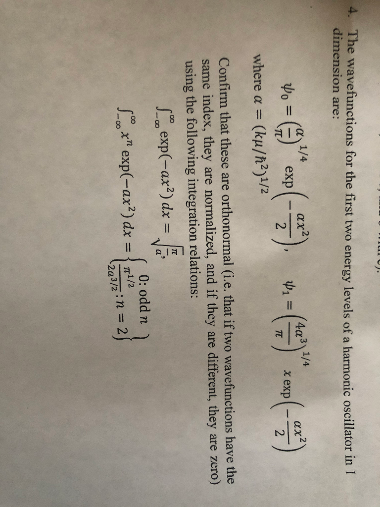 Solved 4. The wavefunctions for the first two energy levels | Chegg.com