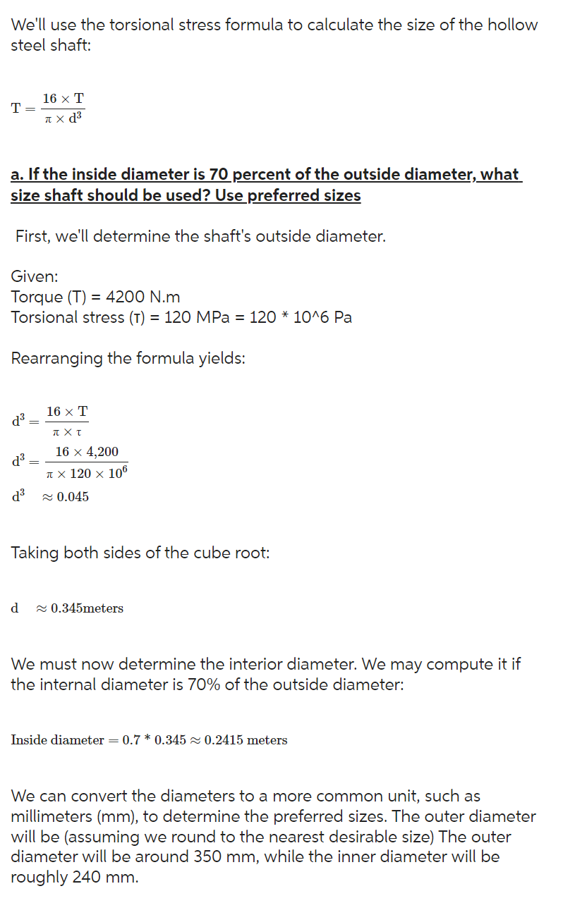 Solved We'll use the torsional stress formula to calculate | Chegg.com