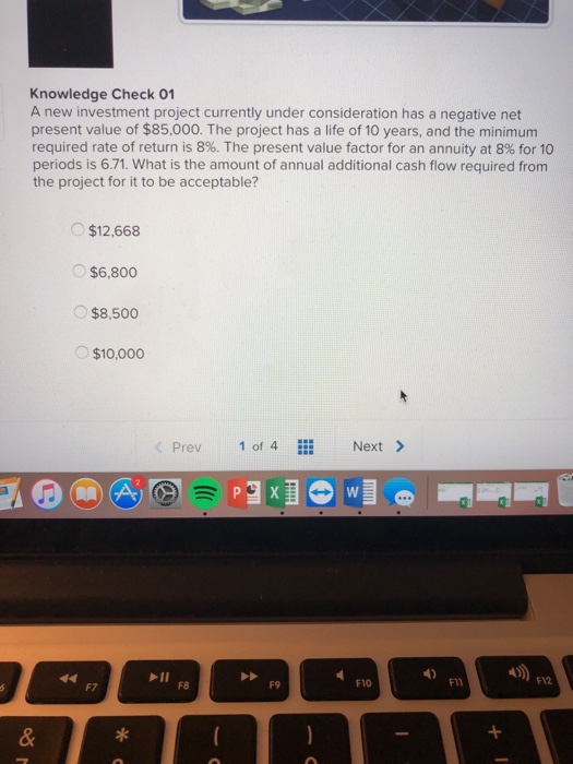 Solved Knowledge Check 01 A new investment project currently | Chegg.com