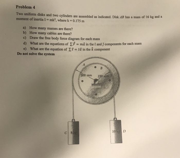 Solved Problem 4 Two uniform disks and two cylinders are | Chegg.com