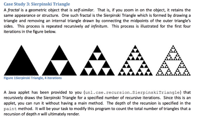 Solved Case Study 3: Sierpinski Triangle A fractal is a | Chegg.com