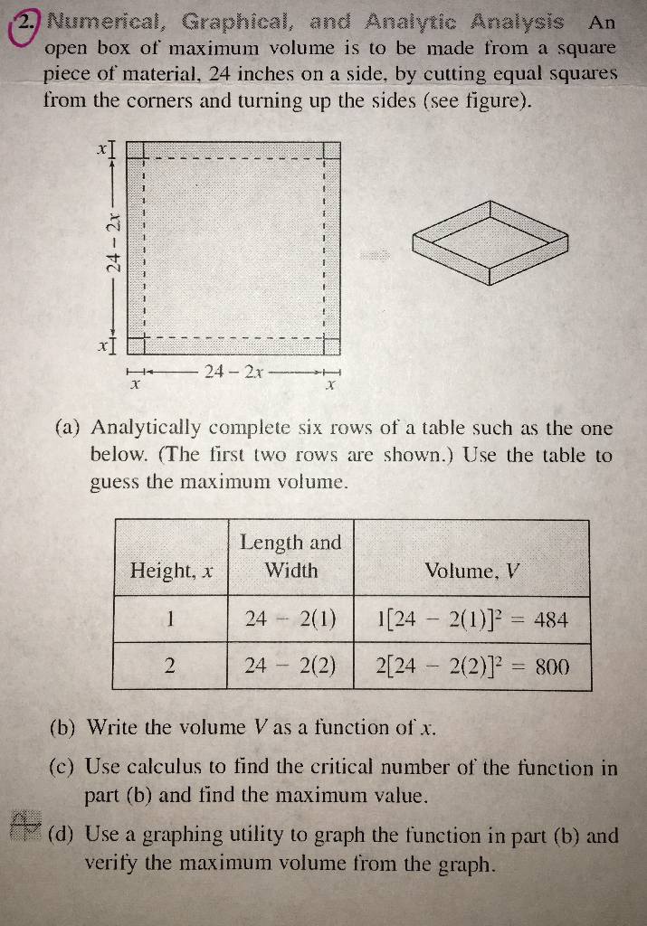 Solved 2. Numerical, Graphical, and Analytic Analysis An | Chegg.com