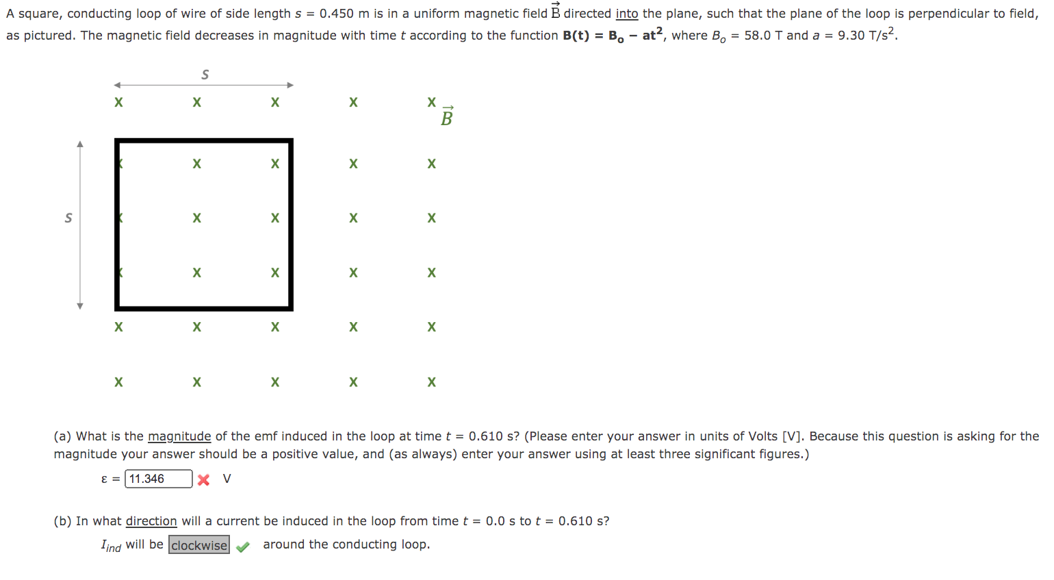 Solved A square, conducting loop of wire of side length s = | Chegg.com