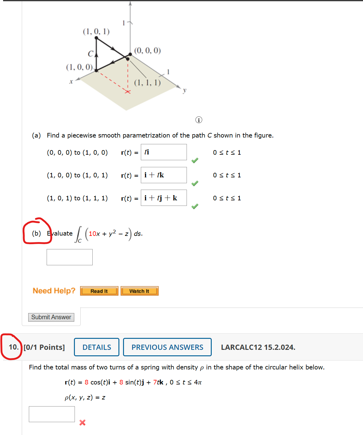 Solved (i)(a) ﻿Find a piecewise smooth parametrization of | Chegg.com