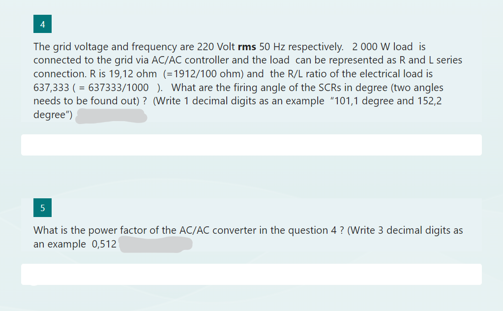 Solved 4. The grid voltage and frequency are 220 Volt rms 50 | Chegg.com