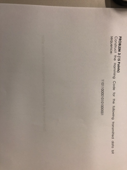 Solved PROBLEM 3 (15 Points) Construct the Hamming Code for | Chegg.com