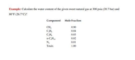 Solved Example: Calculate the water content of the given | Chegg.com
