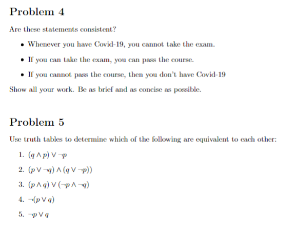 Solved Problem 4 Are these statements consistent? - Whenever | Chegg.com
