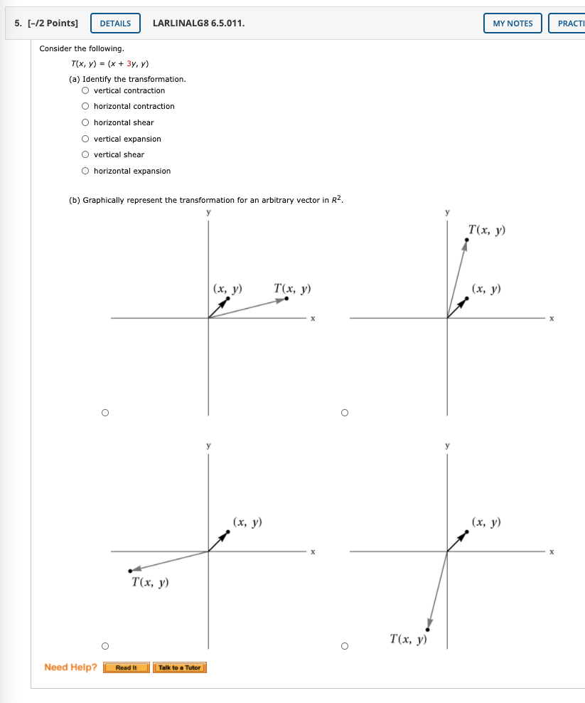 Solved 5. (-12 Points] DETAILS LARLINALG8 6.5.011. MY NOTES | Chegg.com