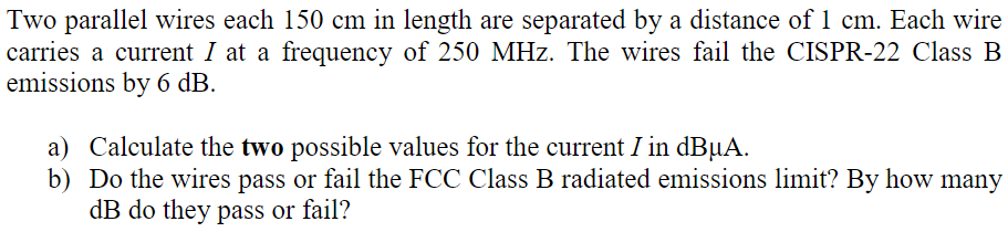 Solved Two parallel wires each 150 cm in length are | Chegg.com