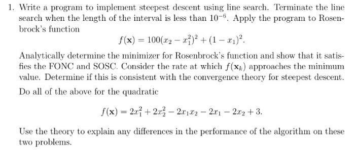 Solved 1. Write a program to implement steepest descent | Chegg.com