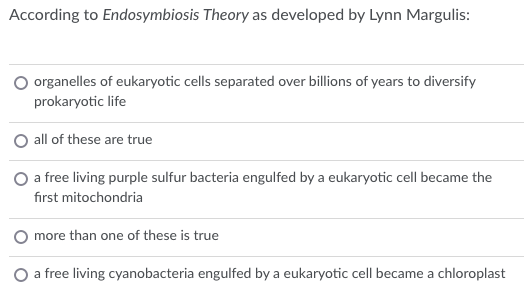 Solved According to Endosymbiosis Theory as developed by | Chegg.com