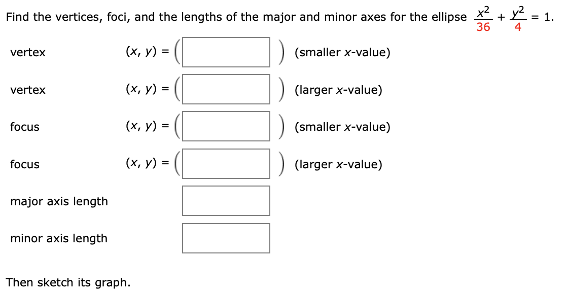 Solved Find the vertices, foci, and the lengths of the major | Chegg.com