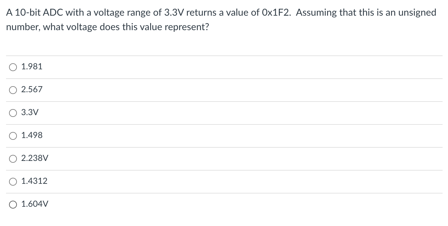 Solved What is the resolution of a 10-bit ADC with a voltage | Chegg.com
