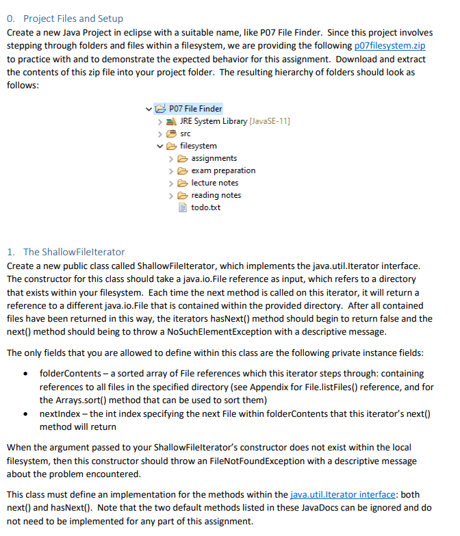 Solved Complete in Java (Eclipse) Note: p07filesystem.zip | Chegg.com