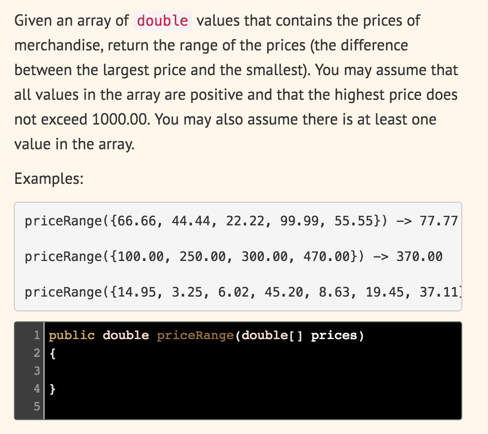 Solved Given An Array Of Double Values That Contains The 7491