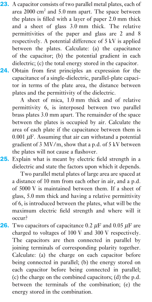 Solved 23 A Capacitor Consists Of Two Parallel Metal