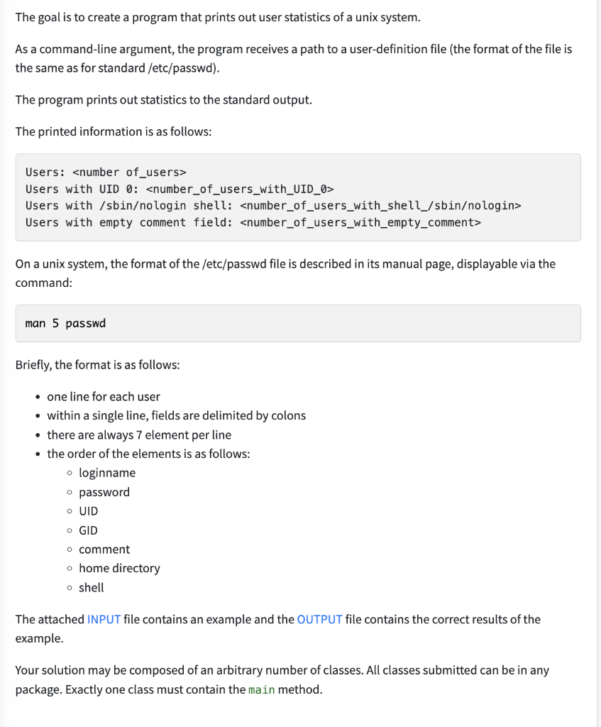 Solved The goal is to create a program that prints out user | Chegg.com