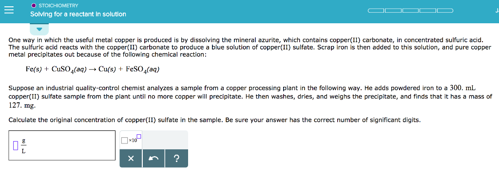 Solved O STOICHIOMETRY = Solving for a reactant in solution | Chegg.com
