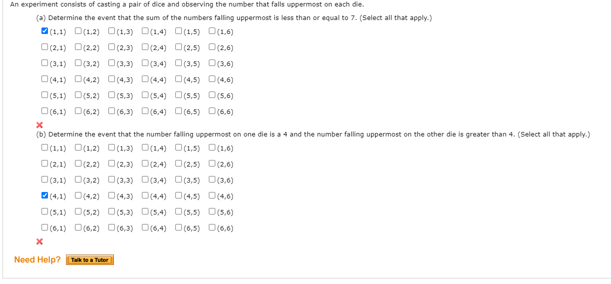 Solved An experiment consists of casting a pair of dice and | Chegg.com
