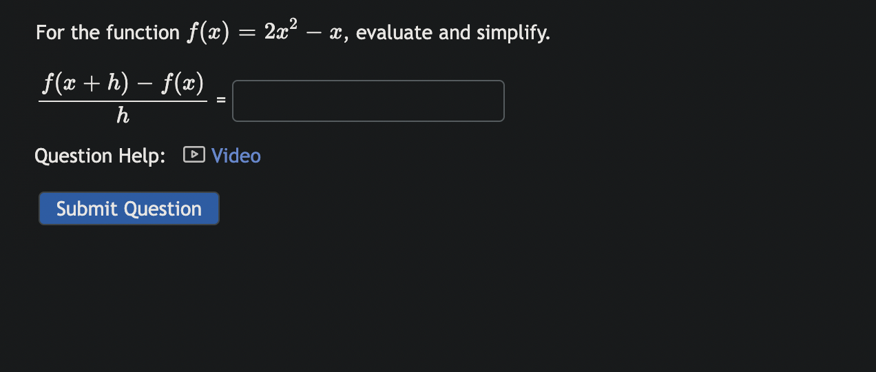 Solved For the function f ( x ) = 2 x 2 − x , evaluate and | Chegg.com