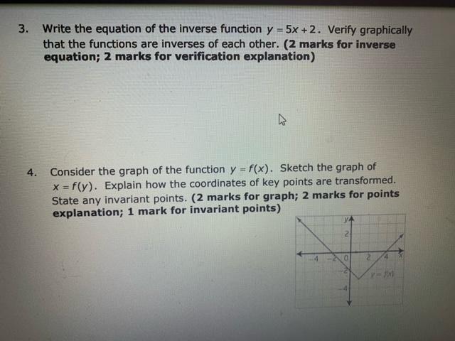 Solved Write the equation of the inverse function y=5x+2. | Chegg.com