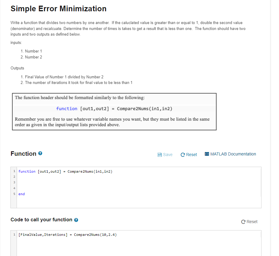 Solved Simple Error Minimization Write a function that | Chegg.com