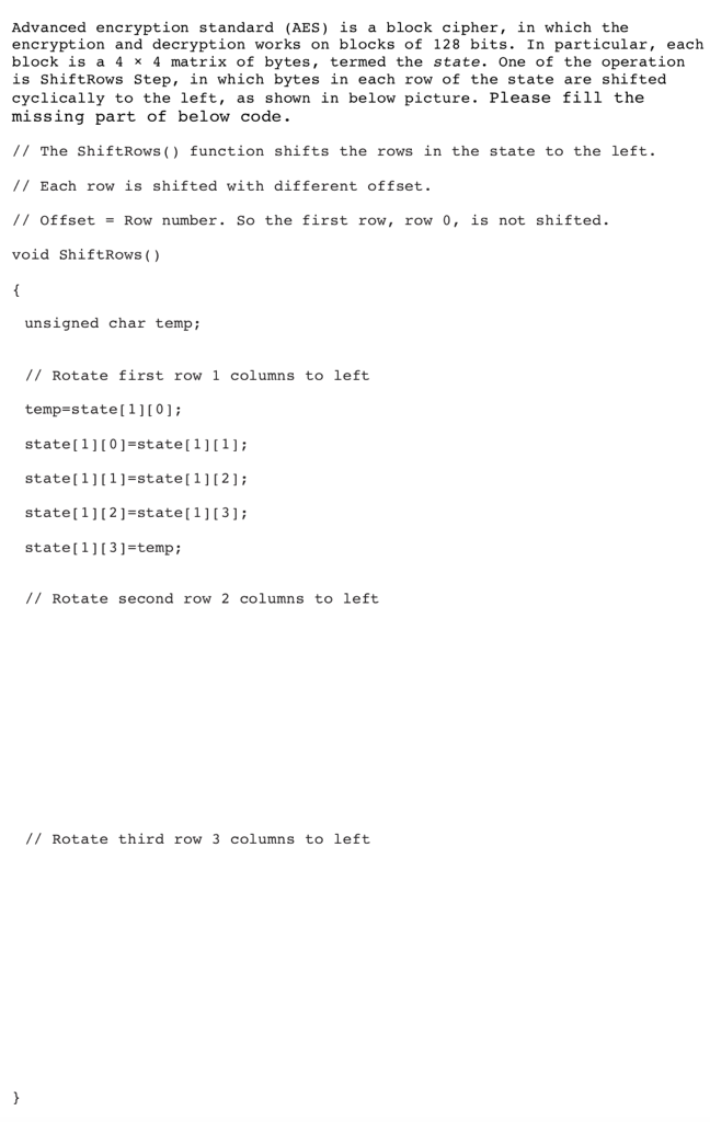 Solved Advanced encryption standard (AES) is a block cipher, | Chegg.com