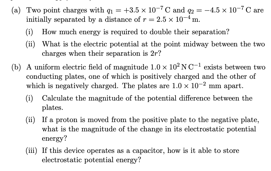 Solved (a) Two point charges with q1=+3.5×10−7C and | Chegg.com