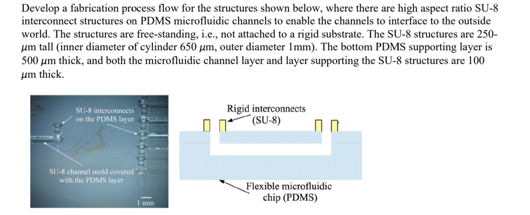 Develop a fabrication process flow for the structures | Chegg.com