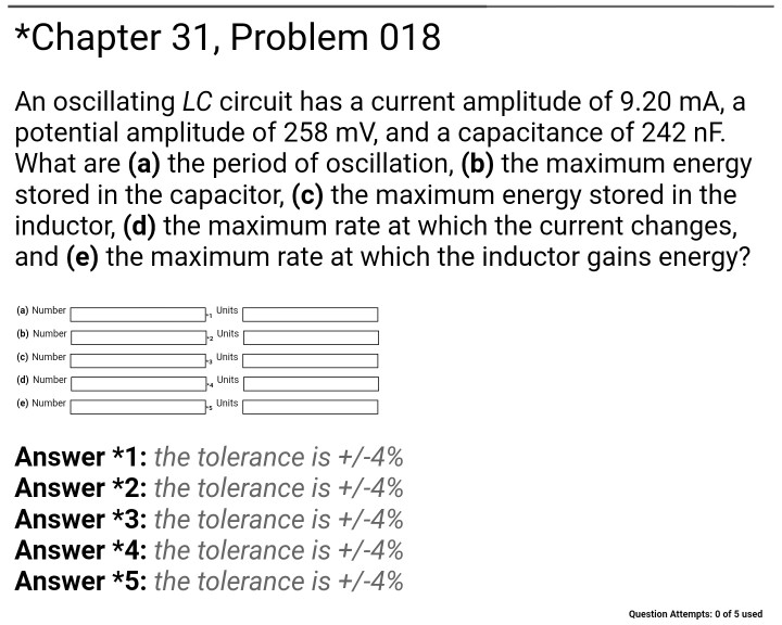Solved *Chapter 31, Problem 018 An oscillating LC circuit | Chegg.com