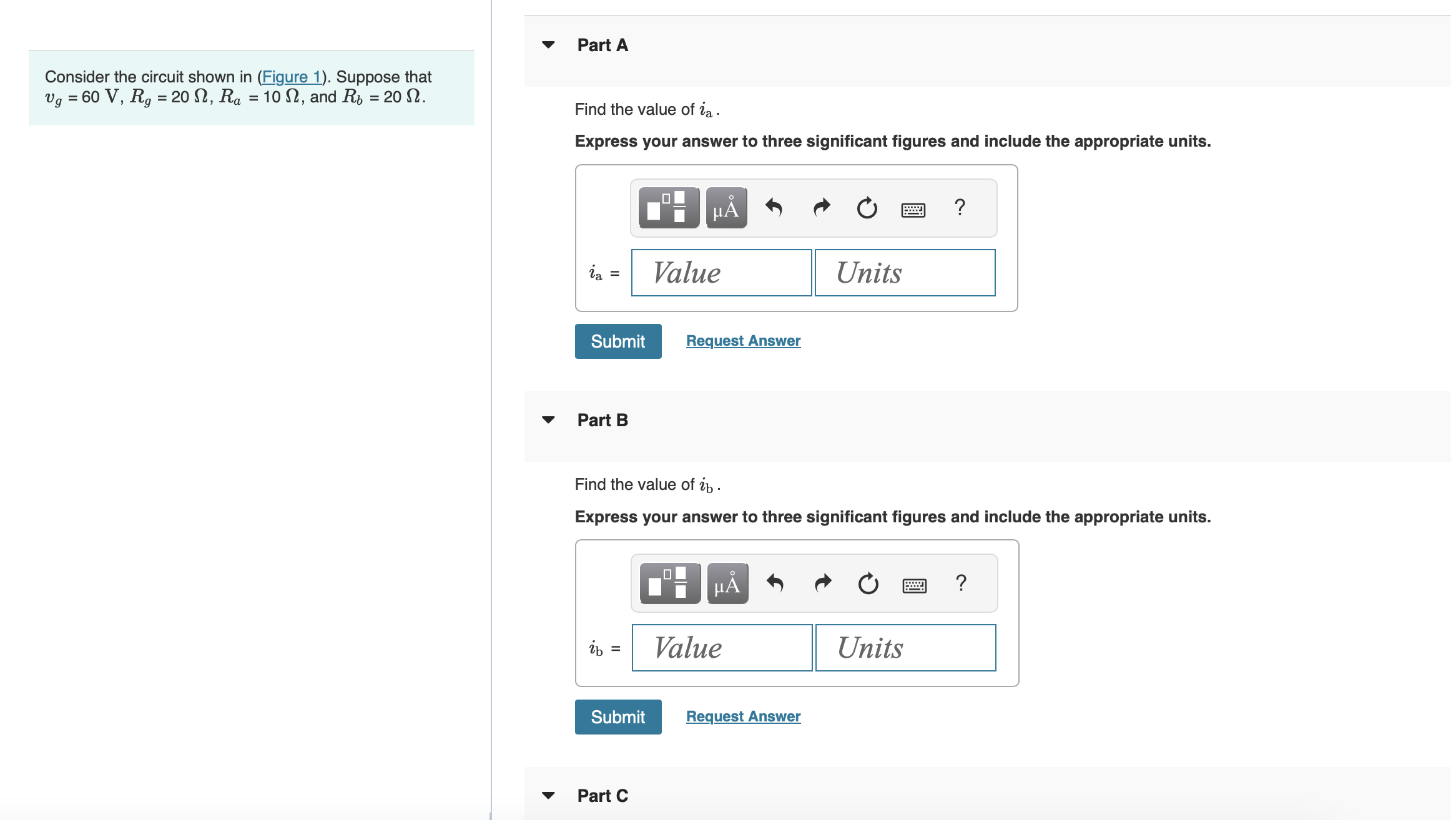 Solved Part AConsider the circuit shown in (Figure 1). | Chegg.com
