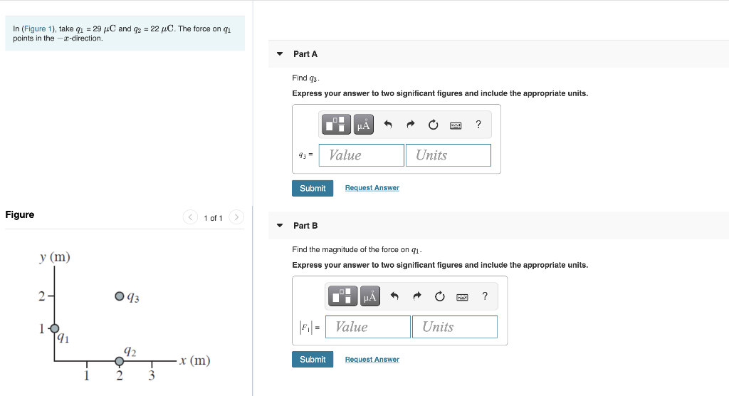 Solved In (Figure 1), take qı = 29 4C and q2 = 22 C. The | Chegg.com