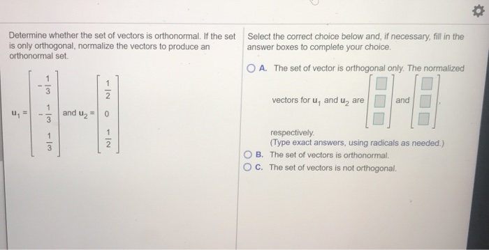 Solved Determine whether the set of vectors is orthonormal. | Chegg.com