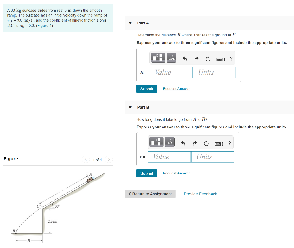 Solved A 60-kg suitcase slides from rest 5 m down the smooth | Chegg.com