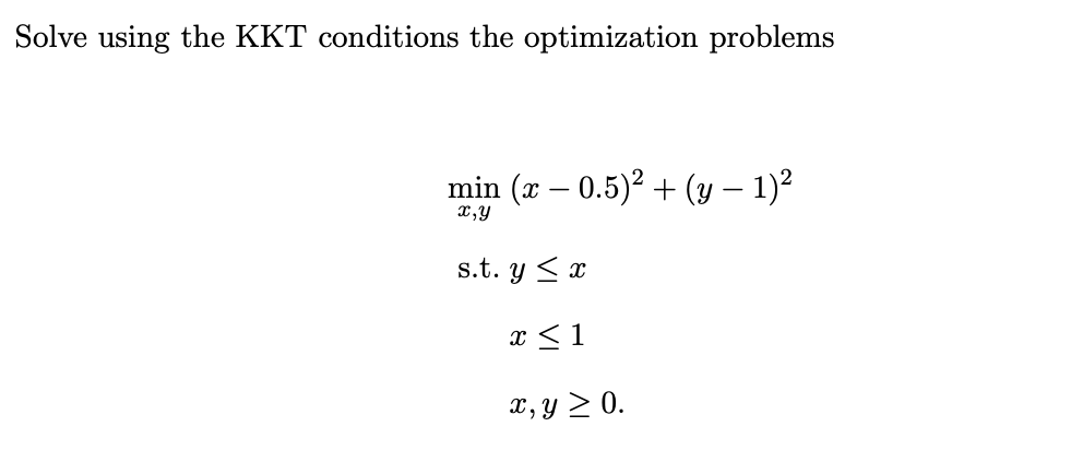 Solved Solve using the KKT conditions the optimization | Chegg.com