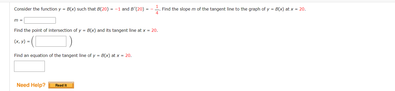 Solved Consider the function y = B(x) such that B(20) = -1 | Chegg.com