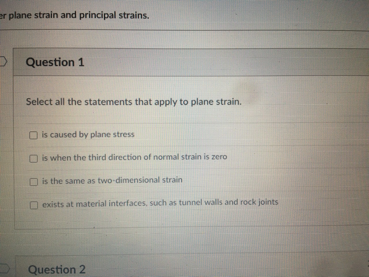 Solved plane strain and principal strains. Question 1 Select | Chegg.com
