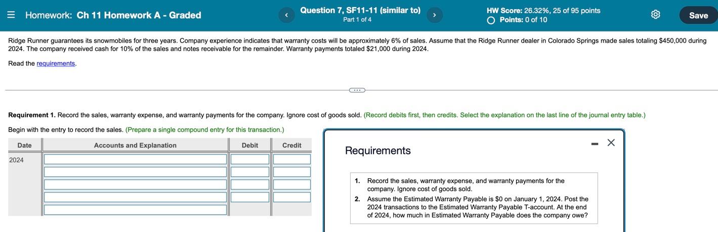 Solved Homework: Ch 11 Homework A-Graded Question 7, SF11-11 | Chegg.com Solved Homework: Ch 11 Homework A-Graded Question 7, SF11-11 | Chegg.com