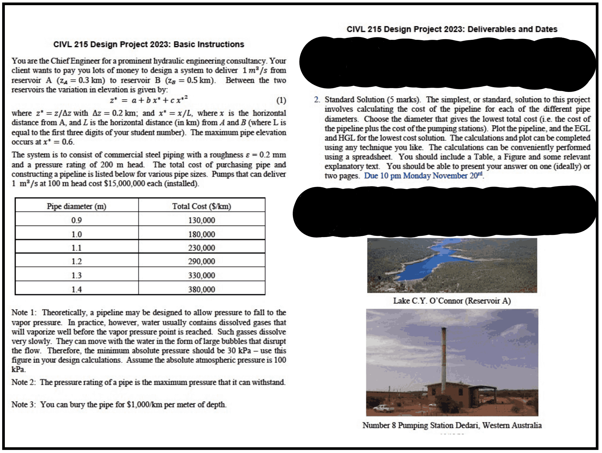 Solved CIVL 215 Design Project 2023: Deliverables and Dates | Chegg.com