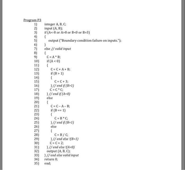 Solved 5. For the following program P3 written in | Chegg.com