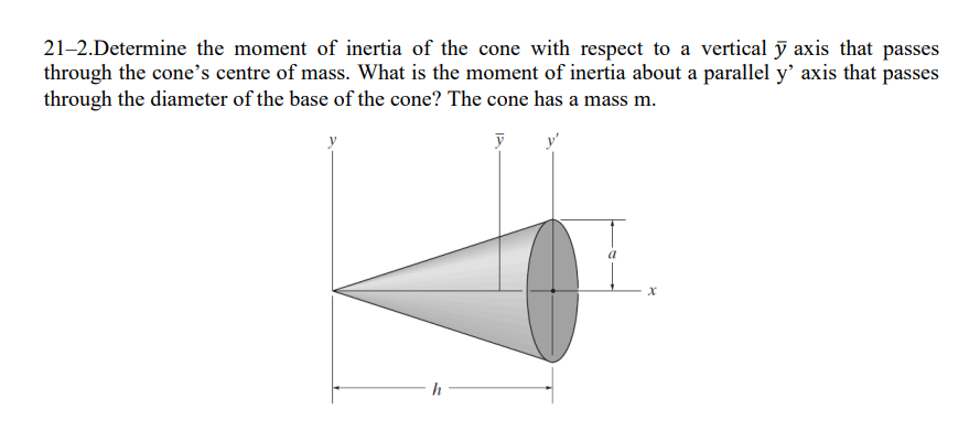 Solved 21-2.Determine the moment of inertia of the cone with | Chegg.com
