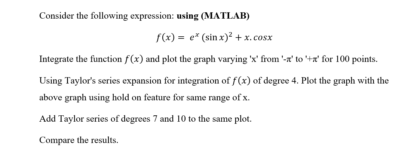 Solved Consider the following expression: using (MATLAB) | Chegg.com
