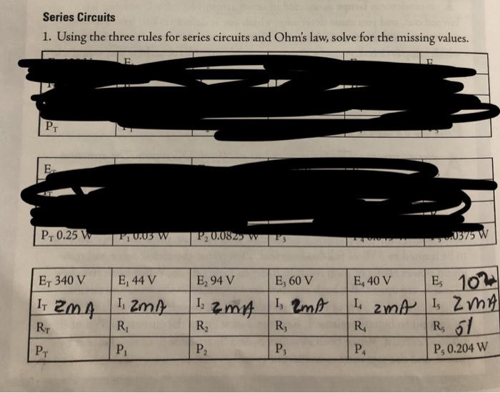 Solved Series Circuits 1. Using the three rules for series | Chegg.com