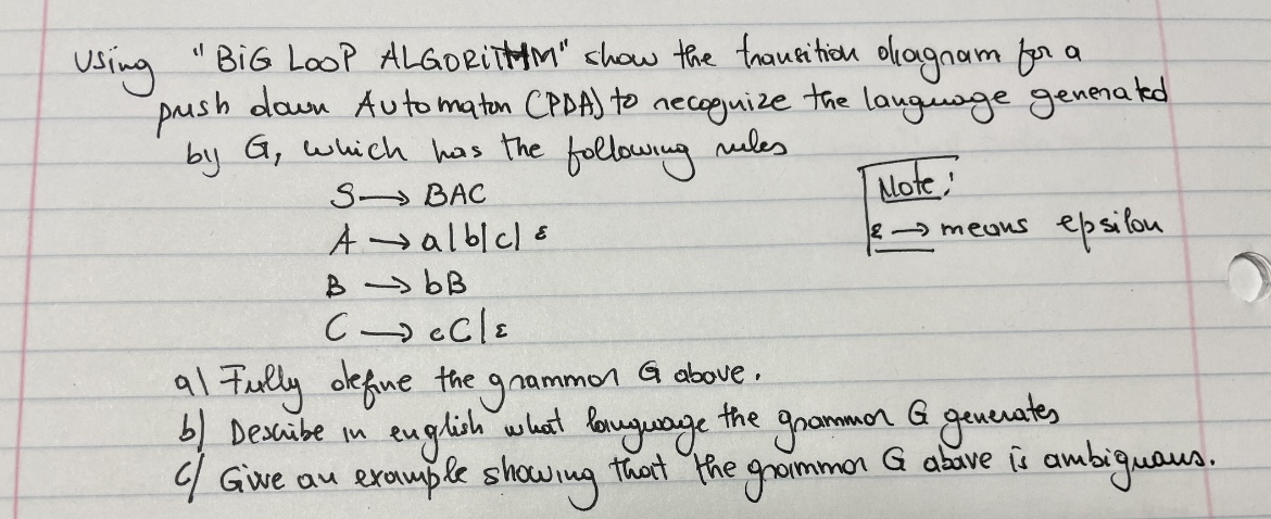Solved Using "BiG LoOP ALGORiitMM" show the thansition | Chegg.com