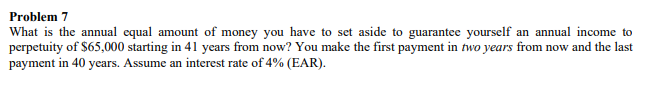 Solved Problem 7 What is the annual equal amount of money | Chegg.com