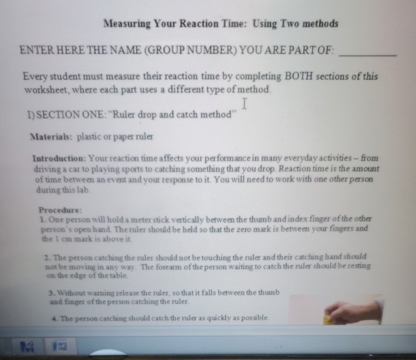 Solved Measuring Your Reaction Time: Using Two methods ENTER | Chegg.com