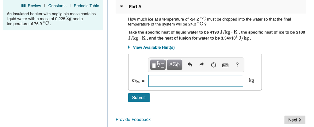 Solved Review i Constants l Periodic Table Part A An | Chegg.com